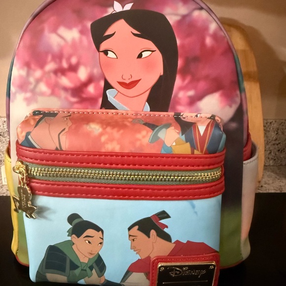 Disney | Bags | Disney Mulan Character Backpack With Red And Blue ...